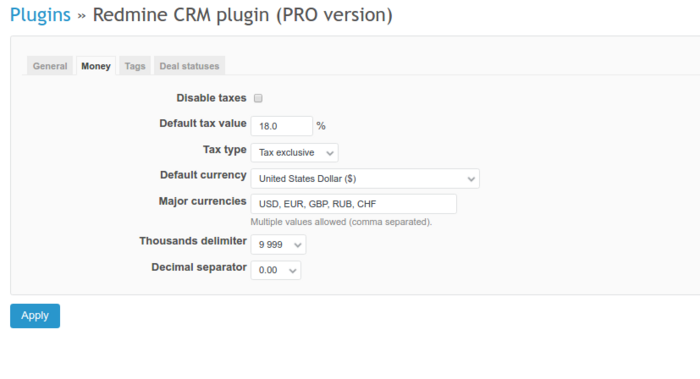 Managing taxes in Invoice Plugin | RedmineUP Help | Invoices plugin documentation